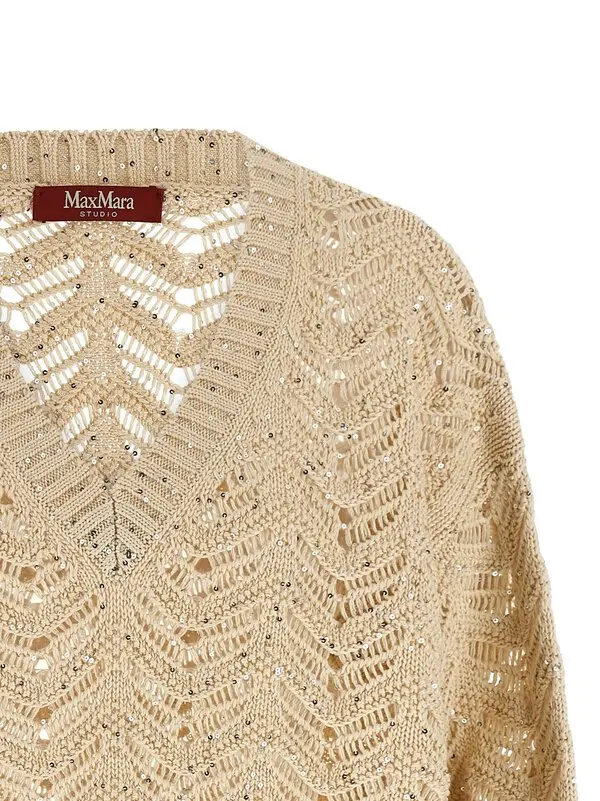 Max Mara Mstfelino Chevron Sequin Embellished Cotton Sweater
