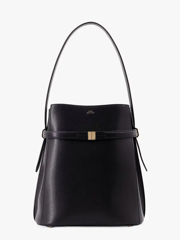 TOTEME Belted Leather Bucket Bag - Black