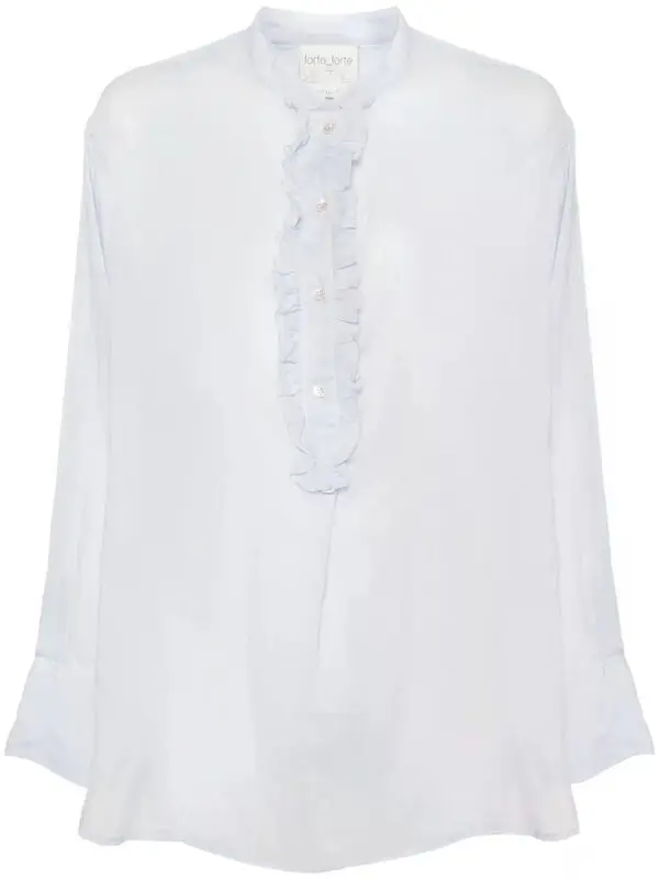 FORTE_FORTE Ruffled Cotton-silk Blend Blouse