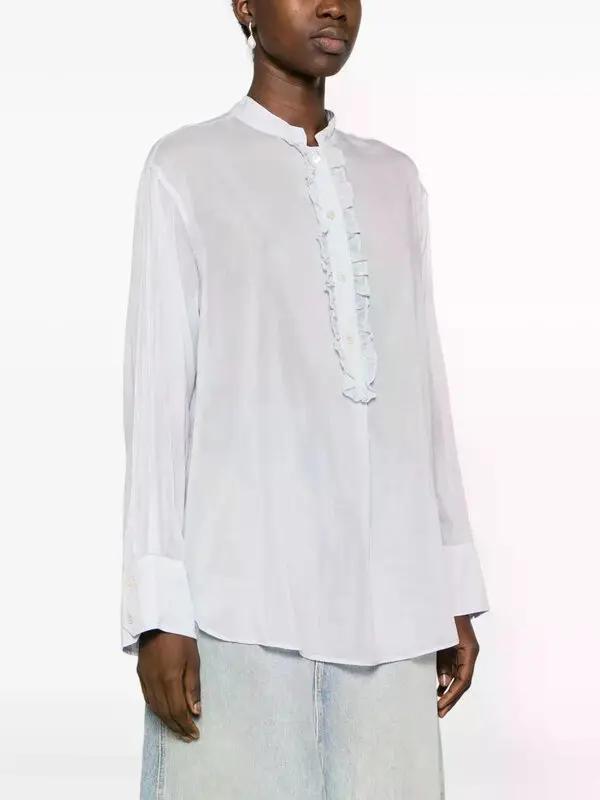 FORTE_FORTE Ruffled Cotton-silk Blend Blouse