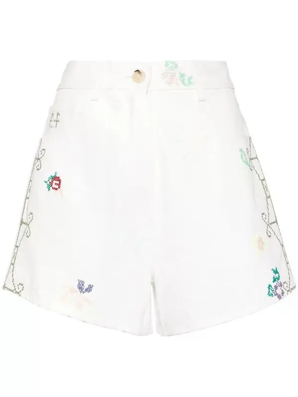 FORTE_FORTE Embroidered Denim Shorts