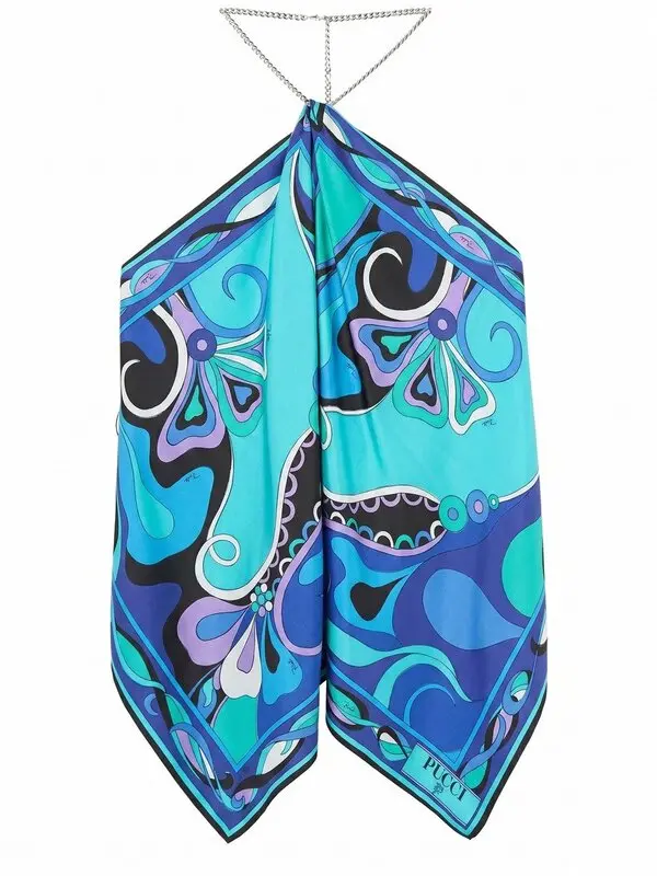 Emilio Pucci Printed Silk Halter Top