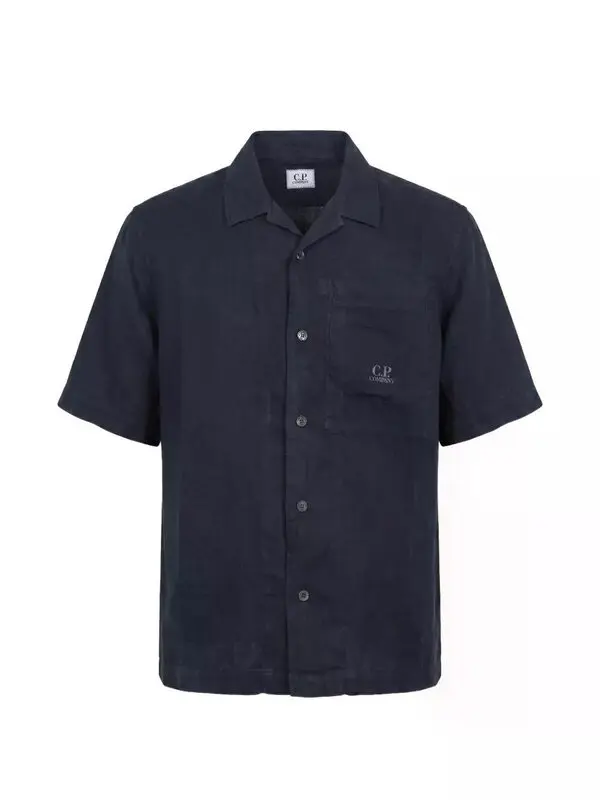 C.P. COMPANY Logo-print Short-sleeve Linen Shirt