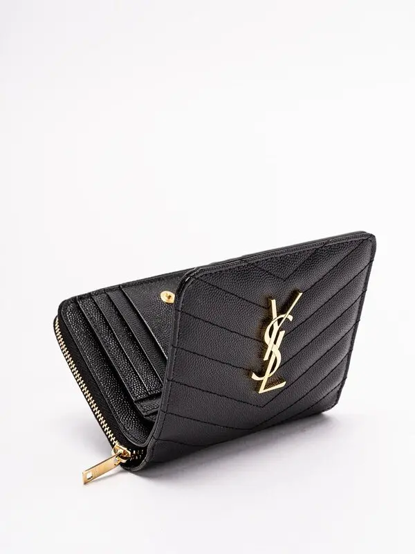 Saint Laurent Cassandre Matelassé` Compact Zip Around Wallet - Multicolor