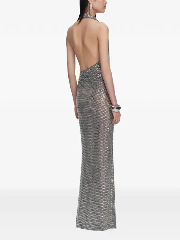 SELF-PORTRAIT Rhinestone Drape Maxi Dress