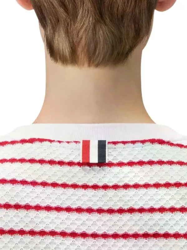 Thom Browne Striped Honeycomb-rib T-shirt