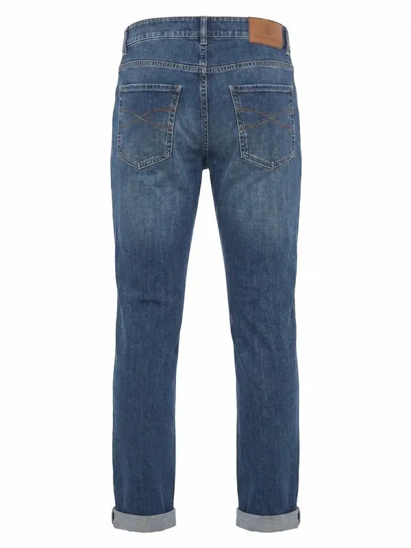 Brunello Cucinelli Mid-rise Cotton Jeans With Logo Patch - Multicolor