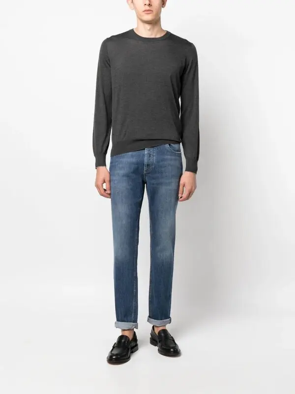 Brunello Cucinelli Mid-rise Cotton Jeans With Logo Patch - Multicolor