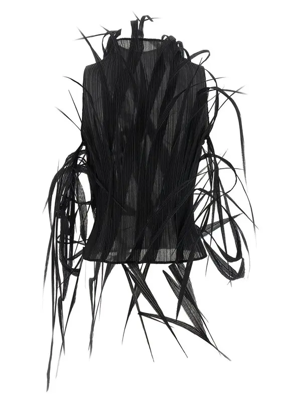 Issey Miyake Urban Jungle" Pleated Top With Woven Fabric Appliqu