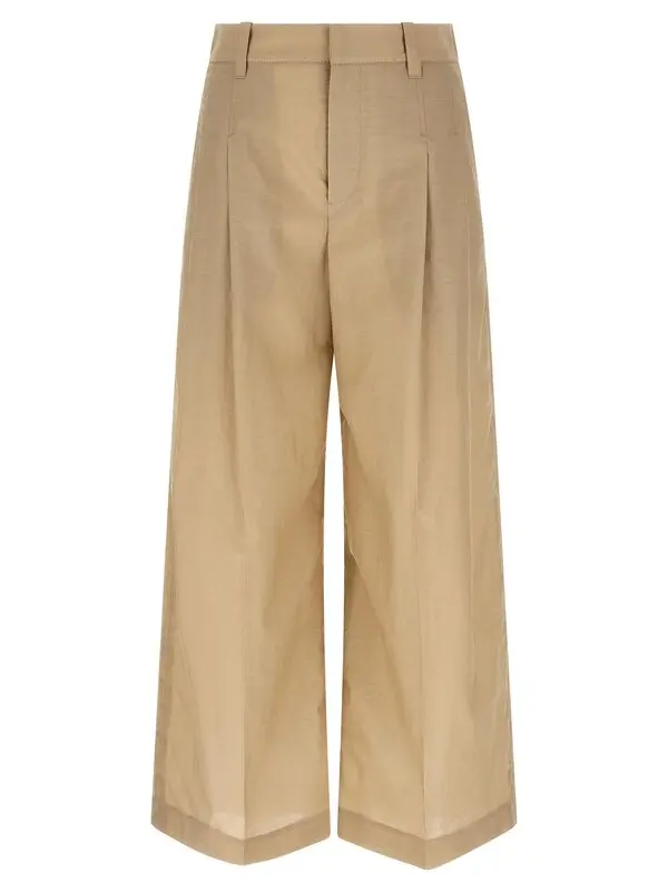 Brunello Cucinelli Techno Cotton Poplin Wide-leg Trousers - Cream