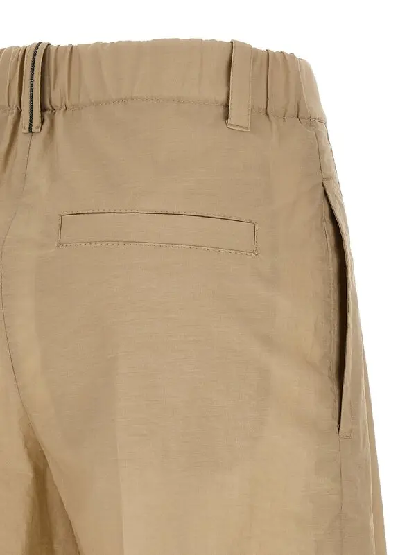 Brunello Cucinelli Techno Cotton Poplin Wide-leg Trousers - Cream