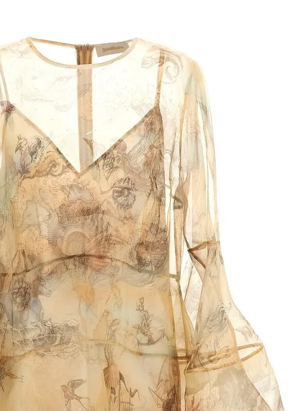 Zimmermann Rebellion Long Ocean Atlas Patterned Silk Dress