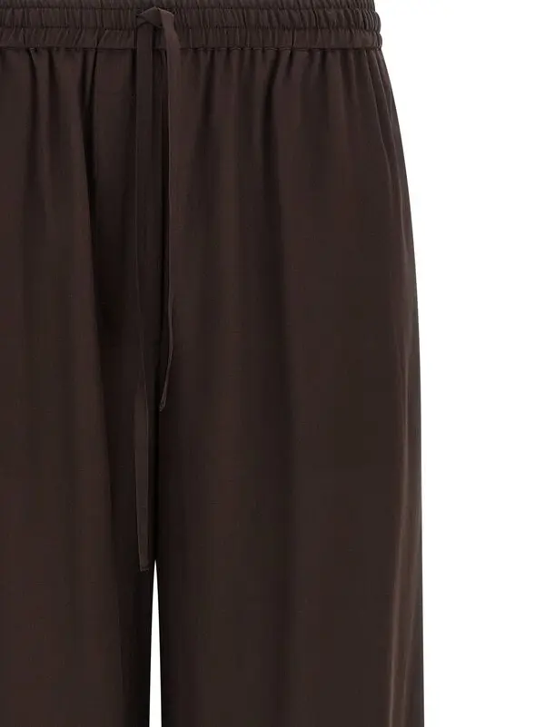 P.a.r.o.s.h Silk Wide-leg Pants With Drawstring Waist - Brown