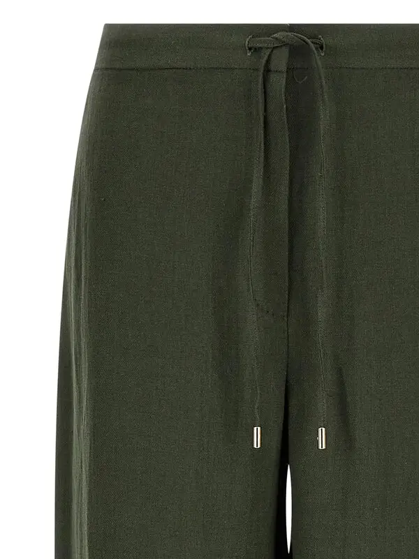Max Mara Wide Leg Linen Trousers - Green