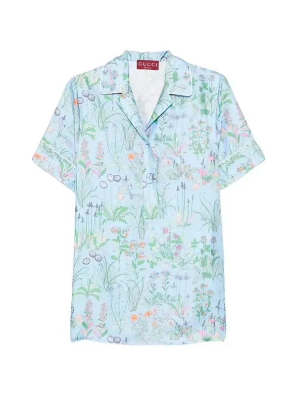 Gucci Heritage Dragonfly Print Silk Shirt - Multicolor