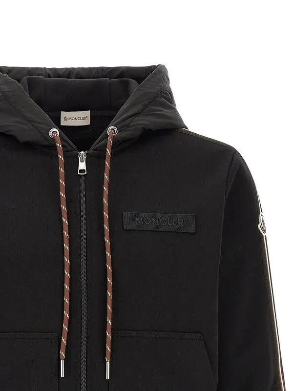 Moncler Cotton Hoodie With Tricolor Trim