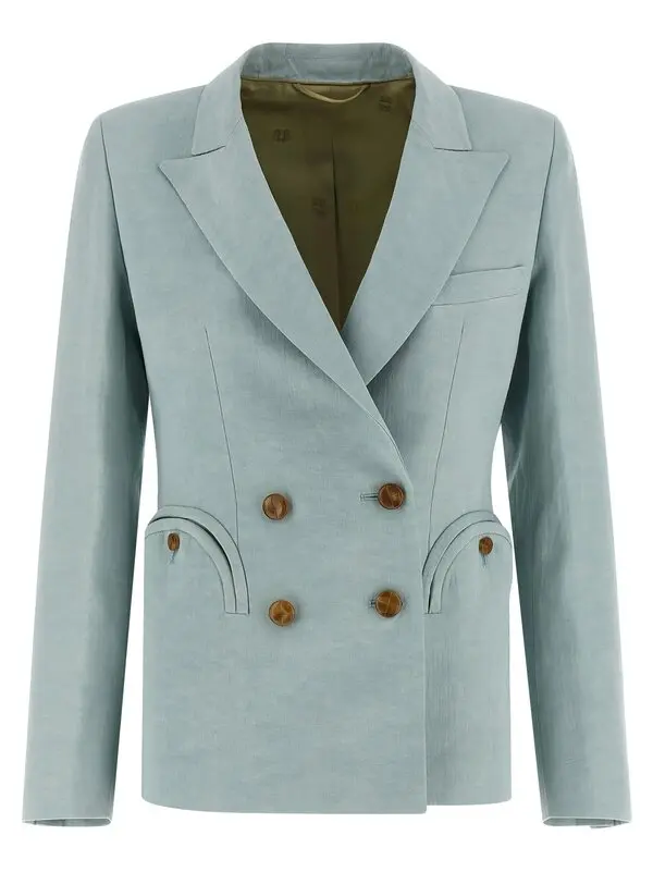 BLAZÉ MILANO Zenith Charmer Double-breasted Silk Linen Blazer