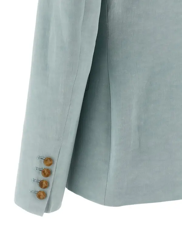 BLAZÉ MILANO Zenith Charmer Double-breasted Silk Linen Blazer
