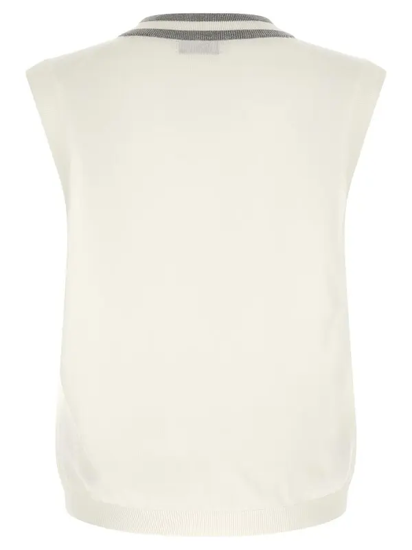 Brunello Cucinelli Cotton Knit Logo Patch Vest