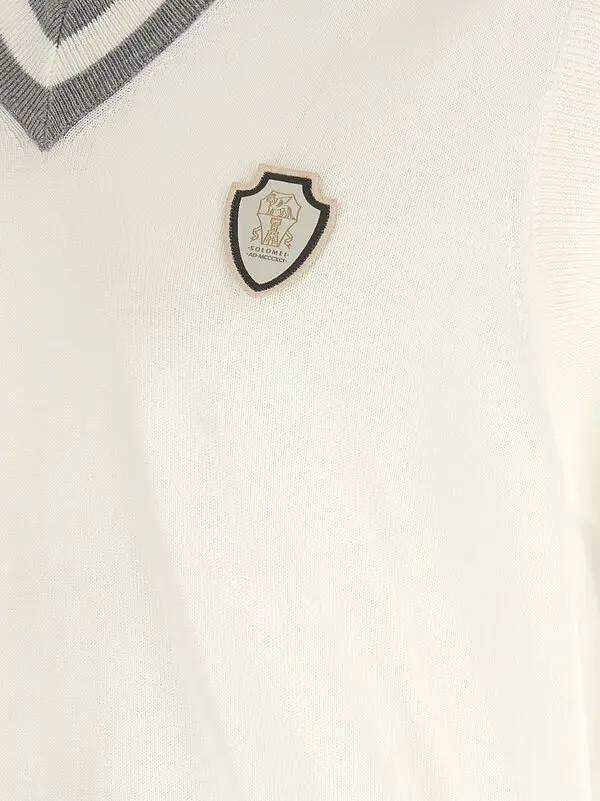 Brunello Cucinelli Cotton Knit Logo Patch Vest
