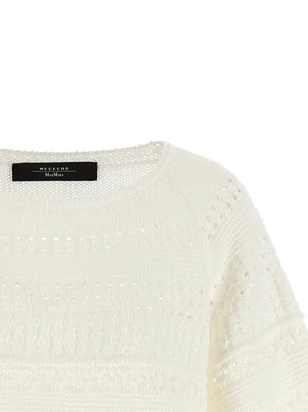 Max Mara Cotton Perforated Knit Cropped Sweater