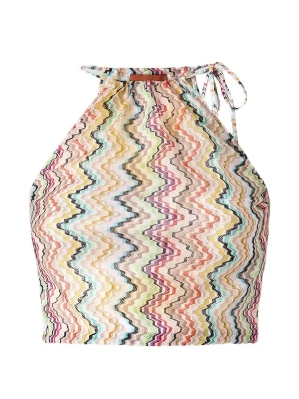 Missoni Sleeveless Zig Zag Print Halter Top - Multicolor
