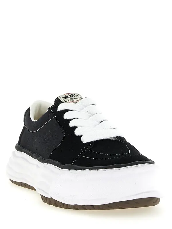 Mihara Yasuhiro Eric" Suede And Cotton Canvas Sneakers With Platform Sole - Black
