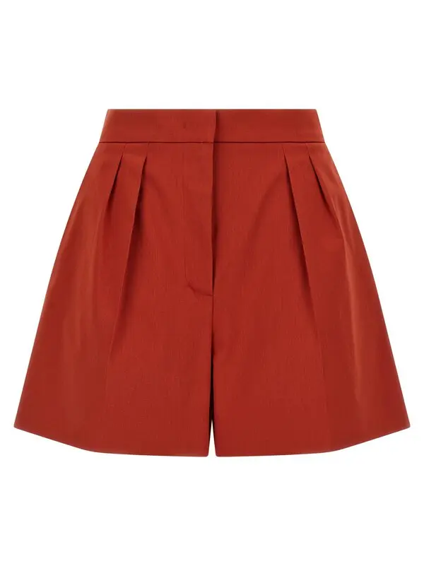 Max Mara High-waisted Pleated Cotton Satin Shorts - Red