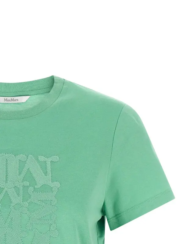 Max Mara Giovane Cotton Jersey T-shirt With Tone-on-tone Embroidery - Green