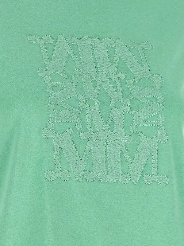 Max Mara Giovane Cotton Jersey T-shirt With Tone-on-tone Embroidery - Green