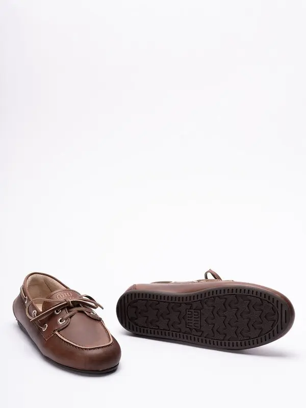 Miu Miu Bleached Leather Boat Shoes - Multicolor