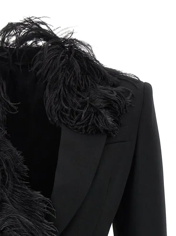 Attico Feather Embellished Single-breasted Blazer