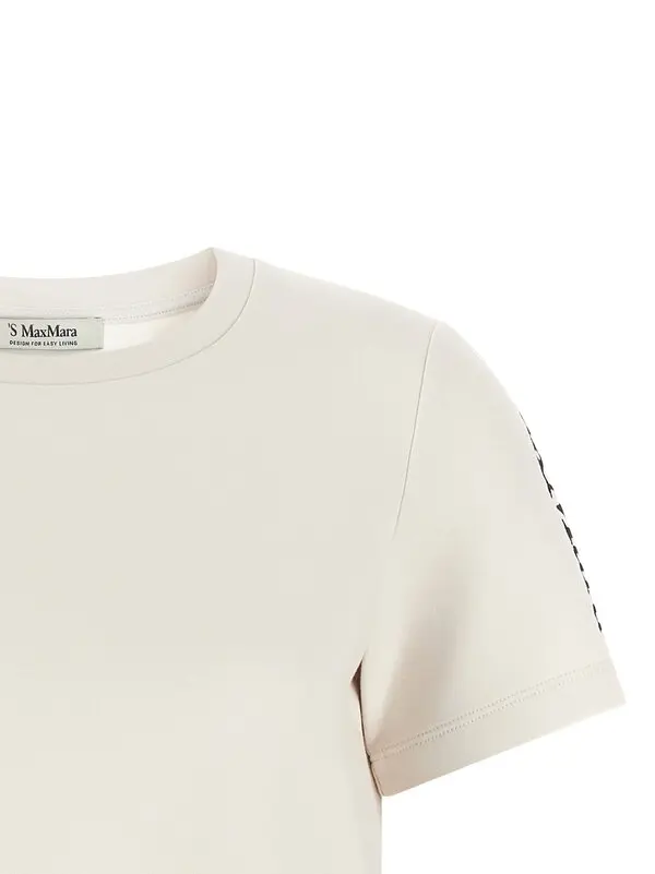 Max Mara S Mmnancy' Cotton Blend T-shirt With Logo Embroidery - Cream