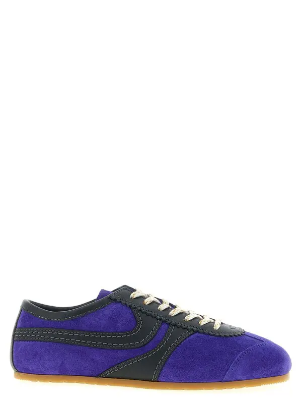 Dries Van Noten Suede Sneakers With Leather Details - Purple