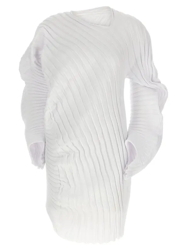 Issey Miyake Ribbed Knit Boat Neck Long Sleeve Top