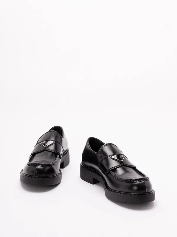 Prada Chocolate Brushed Leather Loafers