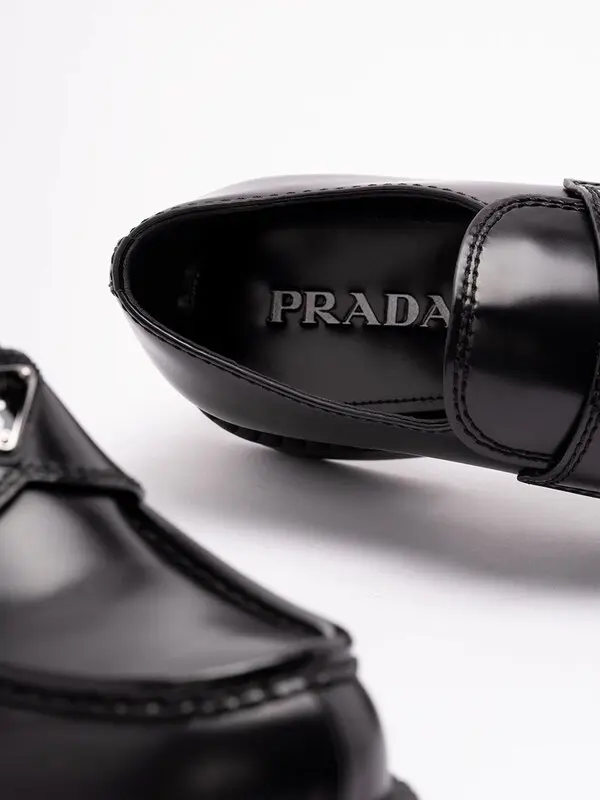 Prada Chocolate Brushed Leather Loafers