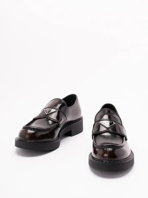 Prada Chocolate Brushed Leather Loafers