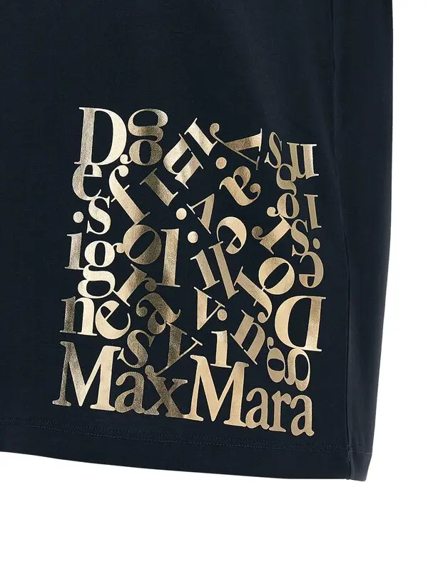 Max Mara Mmedile' Metallic Print Cotton T-shirt - Blue