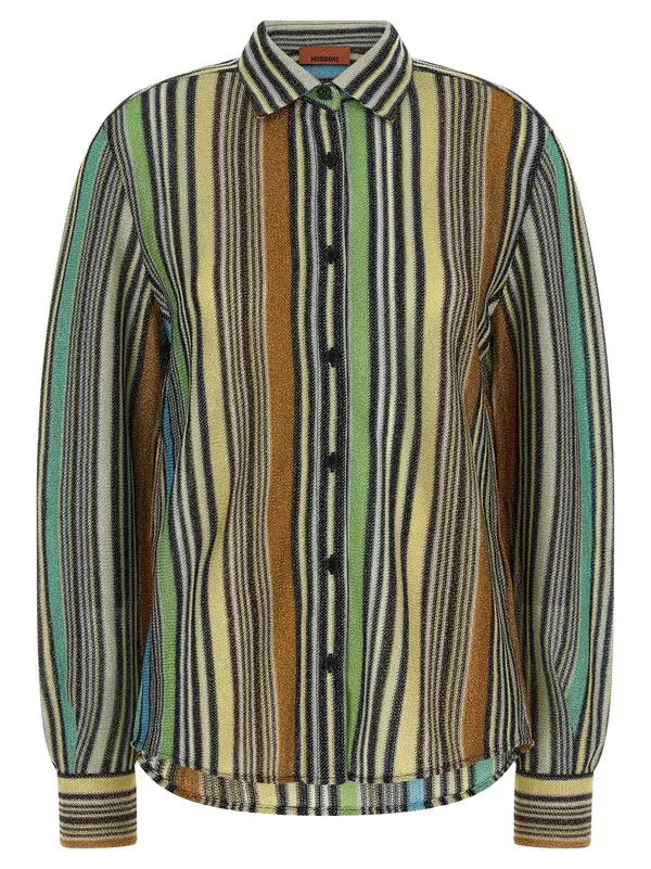 Missoni Lamé Viscose Shirt With Vertical Stripes