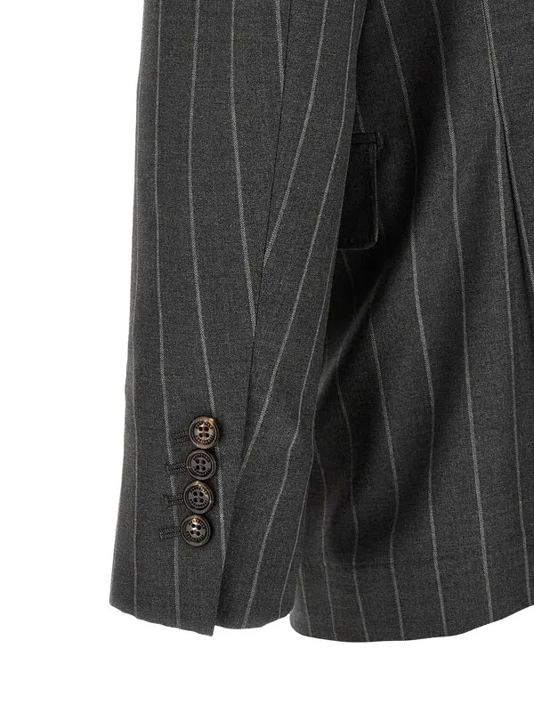Brunello Cucinelli Pinstripe Blazer - Gray