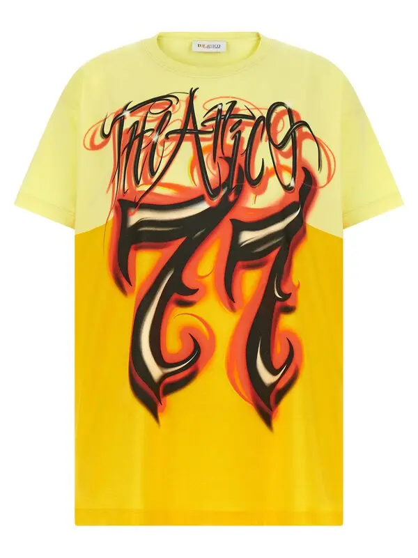 Attico Il Primo Bagno" Printed Cotton T-shirt - Yellow