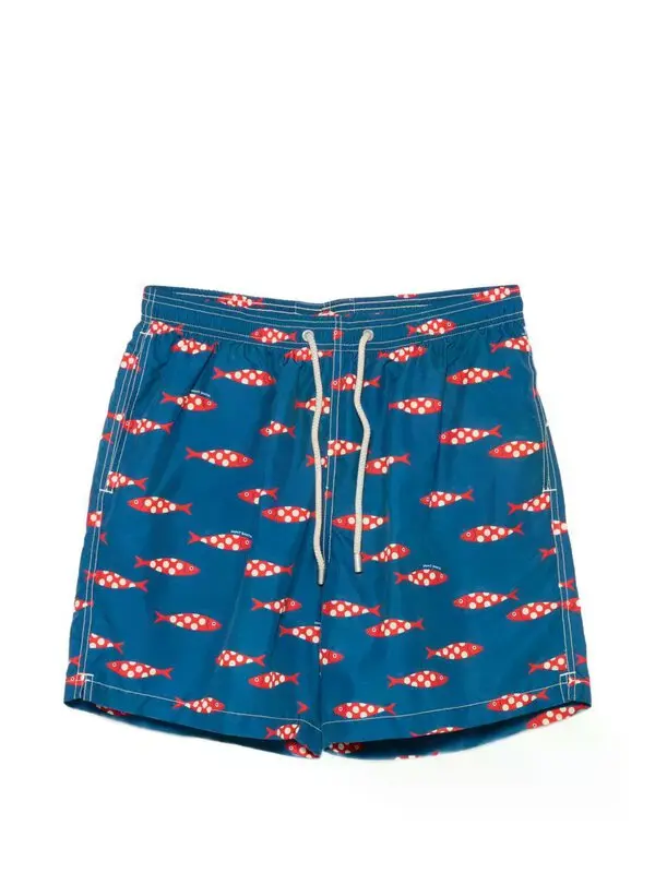MC2 SAINT BARTH Lighting Fish-print Swim Shorts - Blue