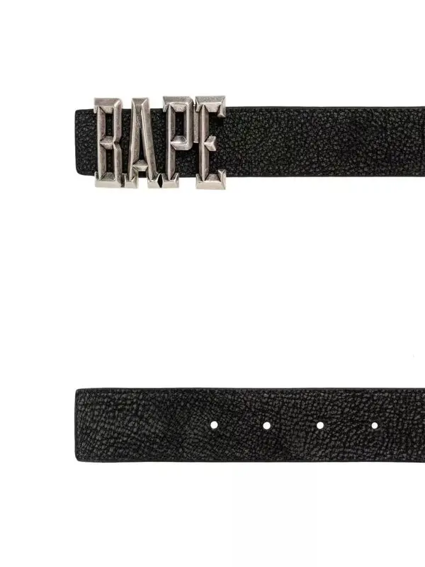 A BATHING APE Logo Buckle Leather Belt