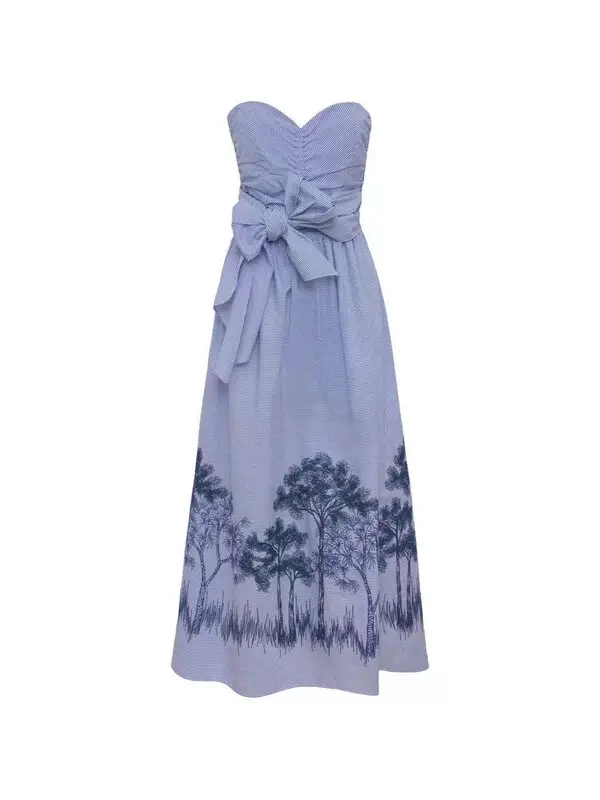 Loretta Caponi Desidera Strapless Cotton Midi Dress