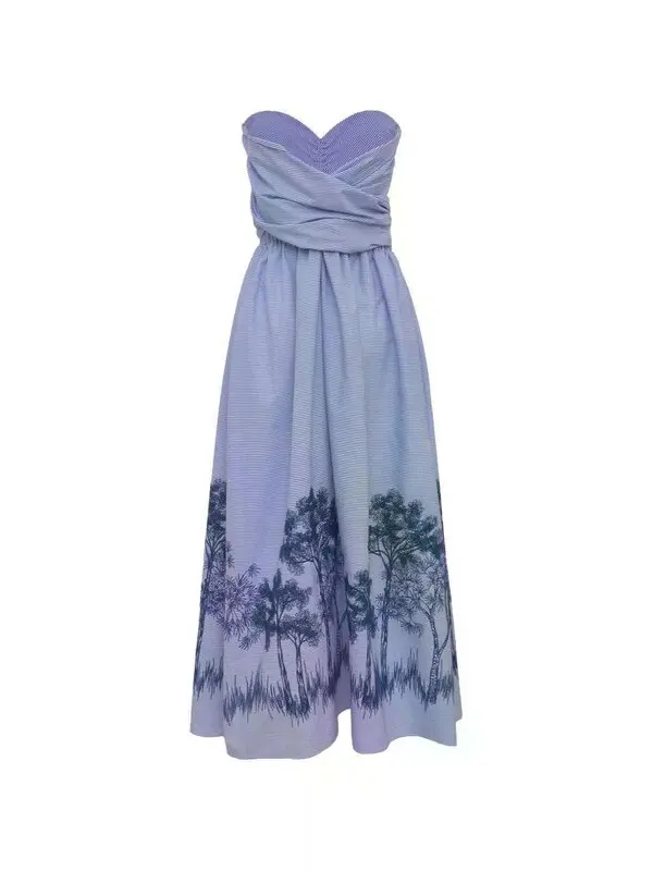 Loretta Caponi Desidera Strapless Cotton Midi Dress