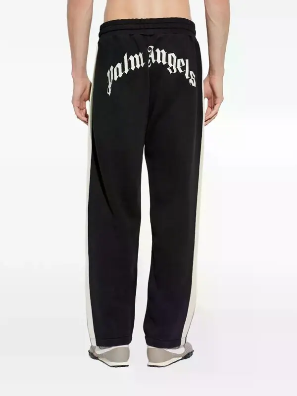 Palm Angels Side-stripe Logo-print Wide-leg Cotton Track Pants