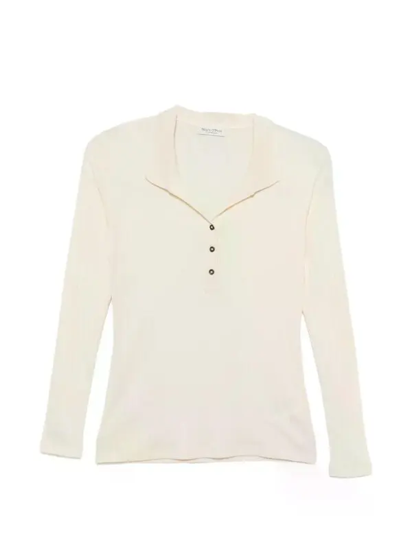Marc O'polo Ribbed Knit Long-sleeve Polo Shirt