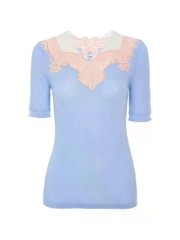 Chloé Lace-trim Ribbed Wool Sweater