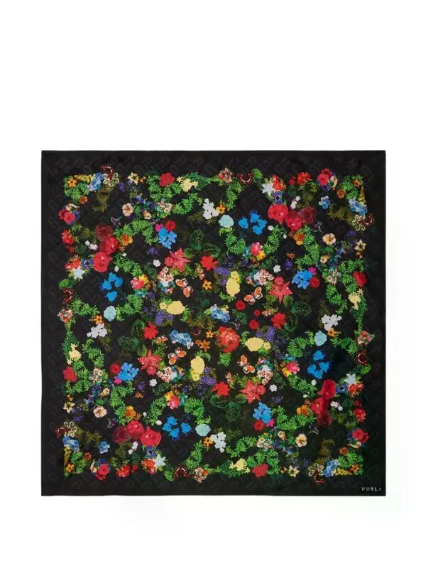 Furla Floral-print Monogram Scarf